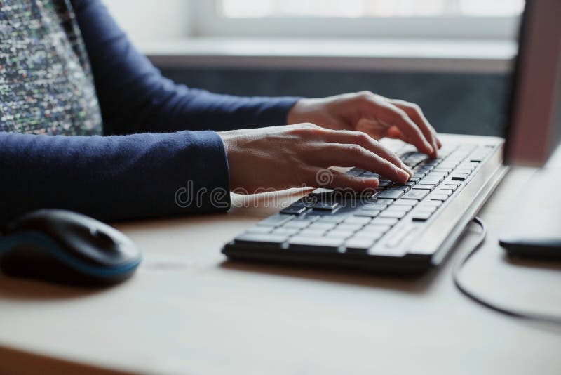 Coronavirus. Woman at the Home Office. Home Working with Computer ...