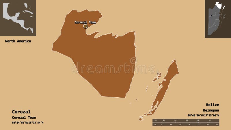 Corozal District Belize, Districts of Belize Map Vector Illustration ...