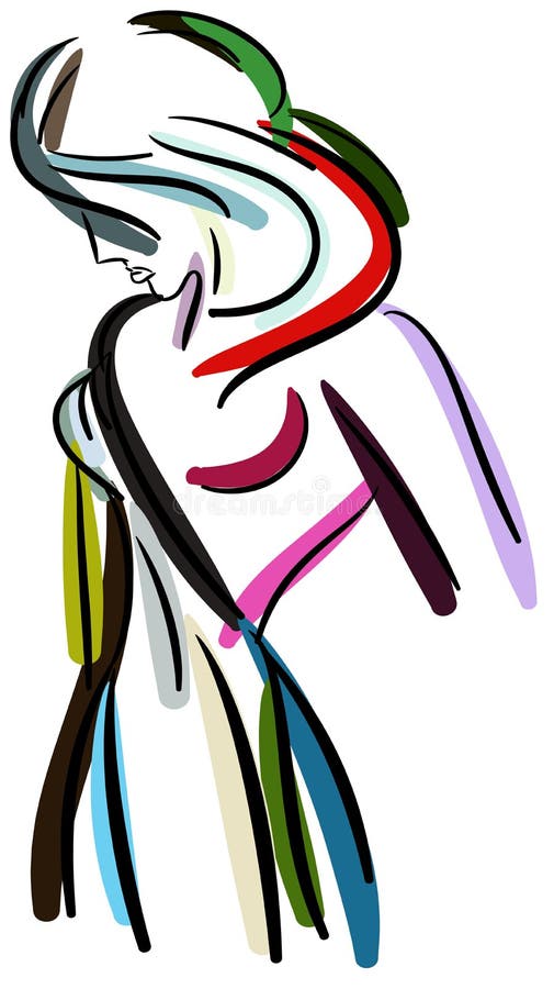Corpo Variopinto Stilizzato Della Donna Isolato Illustrazione ...