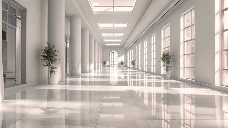 Corporate Animation: Inside Business Center in White. Stock Footage ...