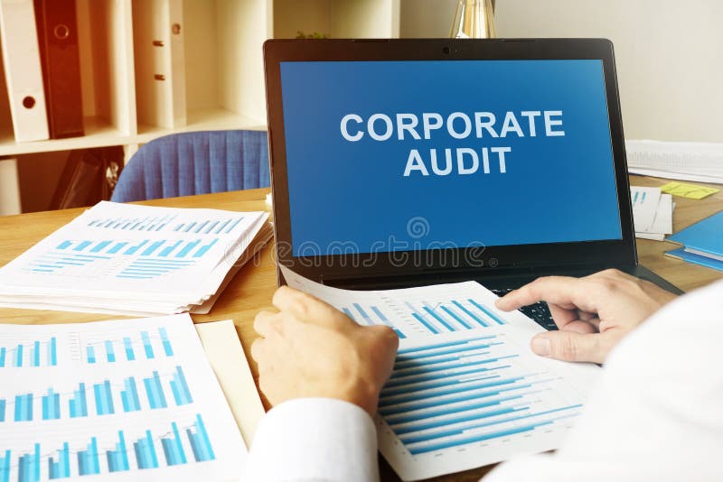 Corporate Audit Report on the Laptop Stock Photo - Image of company ...