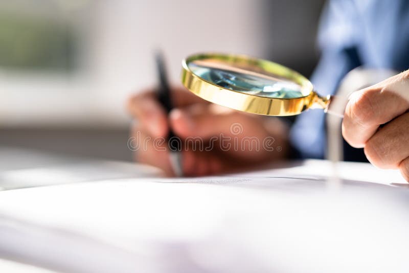 Corporate Auditor Using Magnifying Glass Stock Photo - Image of ...
