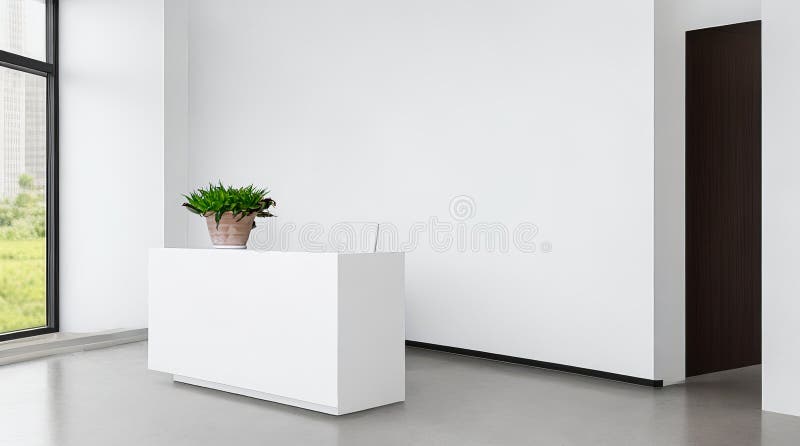 Corporate Blank Frame Mockup with a Modern Office Reception Background ...