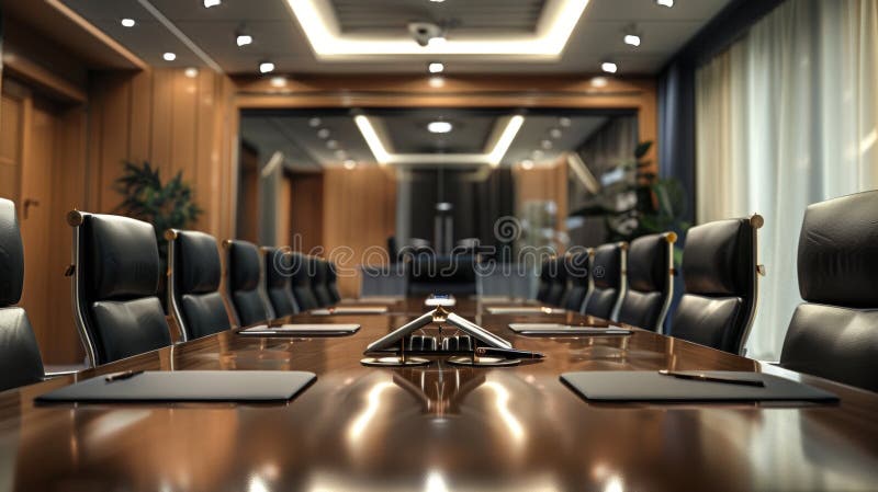 Corporate Boardroom with Conference Table and Audiovisual Equipment ...