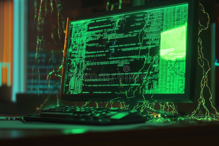 Corporate Breach on Hackers Screen Displays Alarming Data and Security ...