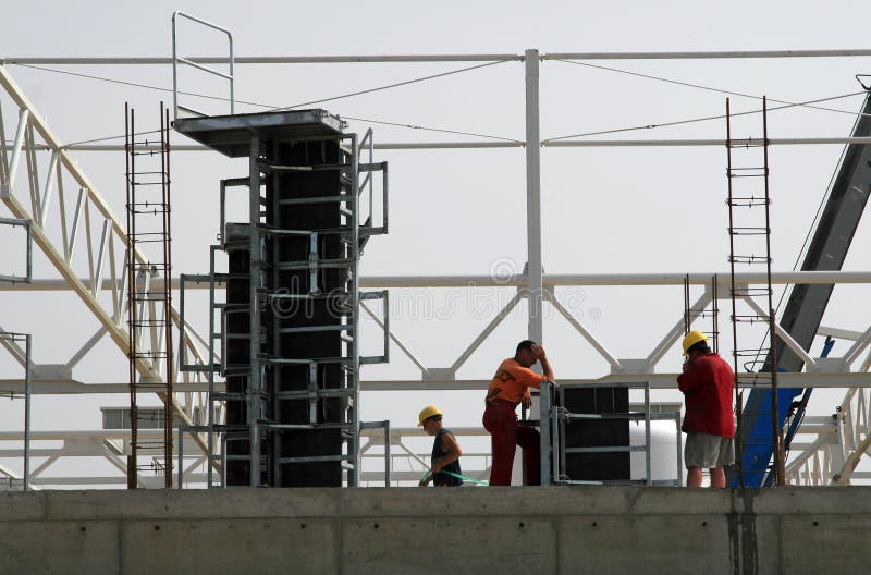 Corporate Building Construction Workers Stock Photo - Image of erect ...