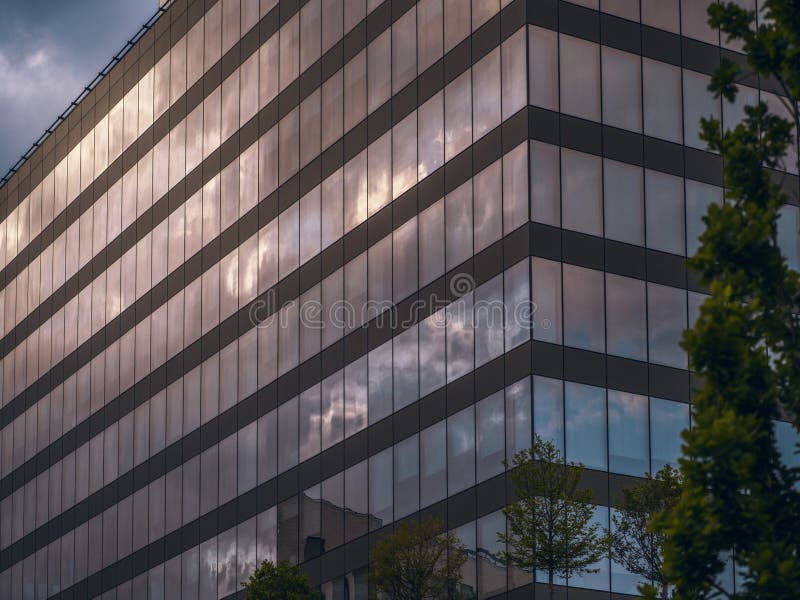 Corporate Building Details, with Clouds Reflection Stock Image - Image ...