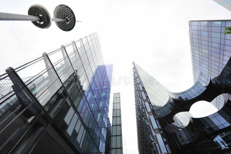 Corporate Buildings and Modern Obelisk Stock Image - Image of mirror ...