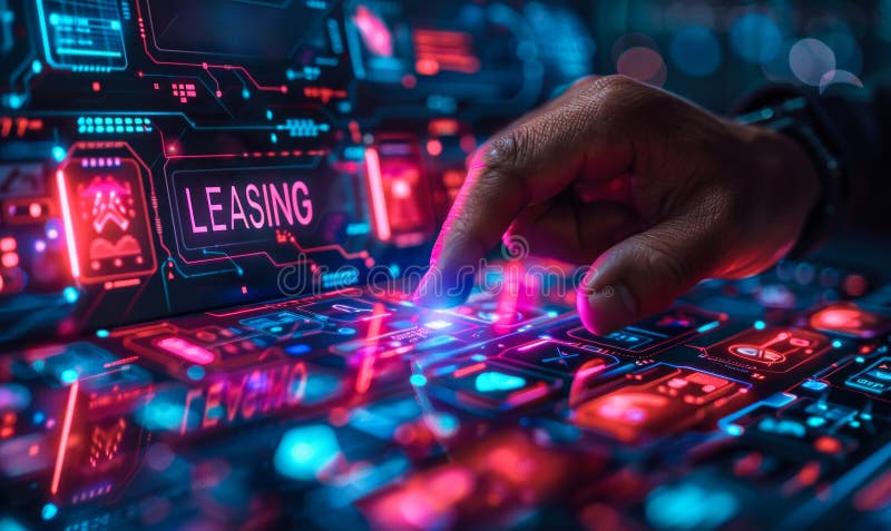 Corporate Business Executive Interacting with a Leasing Concept on a ...