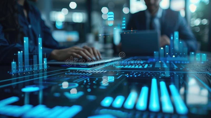 Corporate Business Meeting with Data Analysis on Laptop Stock Image ...