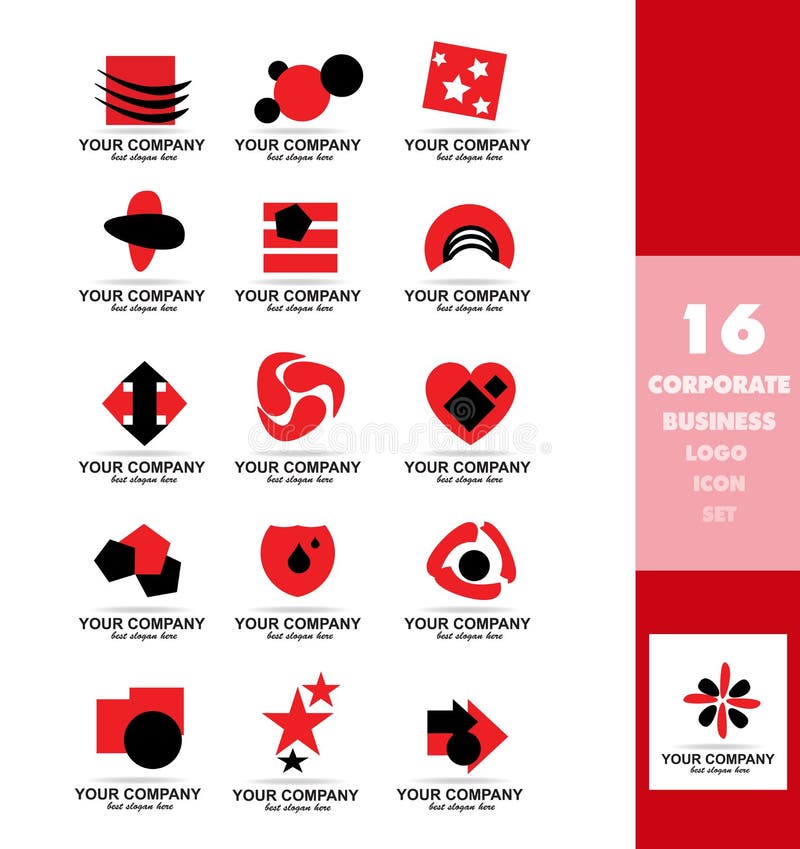 Corporate Business Red Logo Icon Set Stock Vector - Illustration of ...