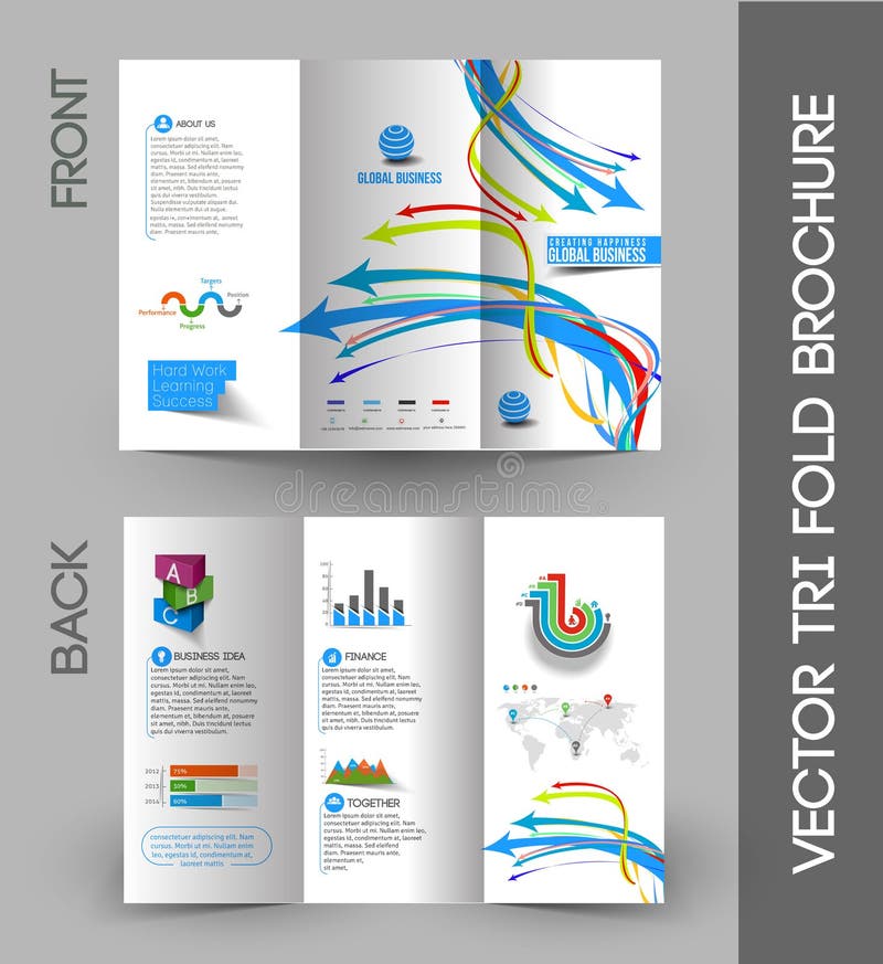 Corporate Business Tri-Fold Brochure Stock Vector - Illustration of ...