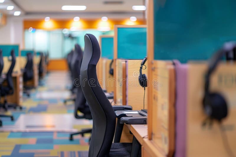 Corporate Call Center, Rows of Computer Desks, Customer Care Concept ...