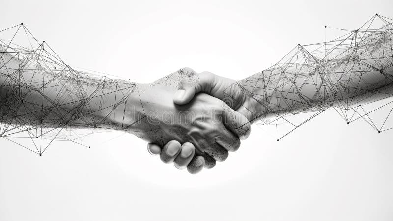 Interconnected Handshake with Lines and Dots Stock Photo - Image of ...