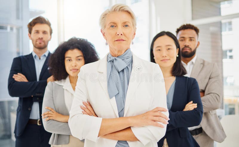 Corporate Crossed Arms And Portrait Of Business People In Office With
