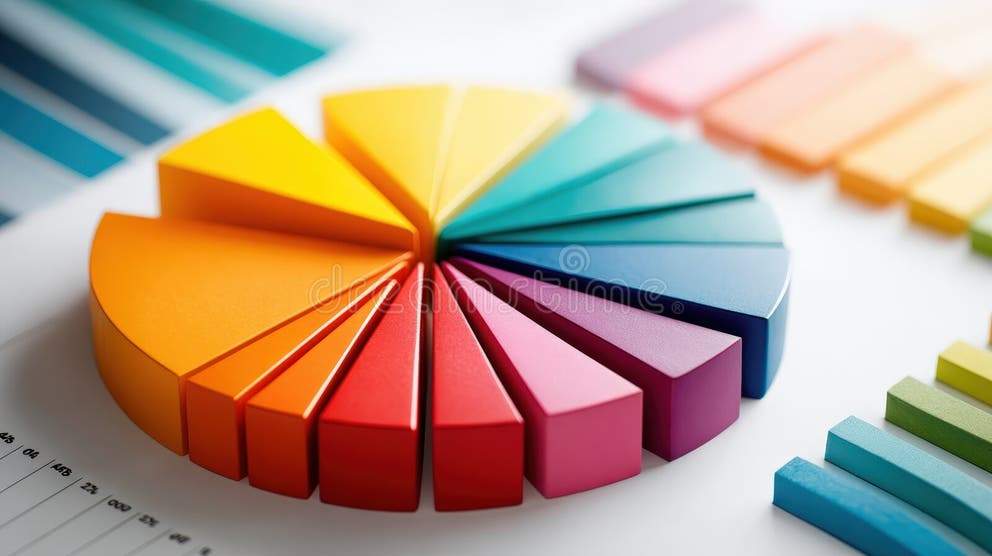 Corporate Data Analysis Using Vibrant Colored Pie Chart and Bar Graph ...