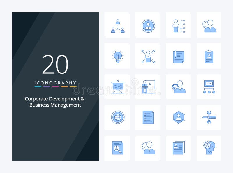 20 Corporate Development and Business Management Blue Color Icon for ...
