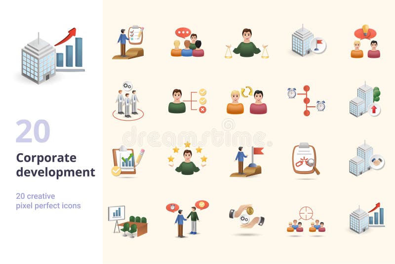 Corporate Development Set. Creative Icons: Advancement Planning ...