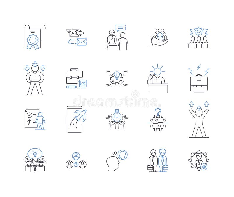 Corporate Direction Line Icons Collection. Strategy, Vision, Framework ...