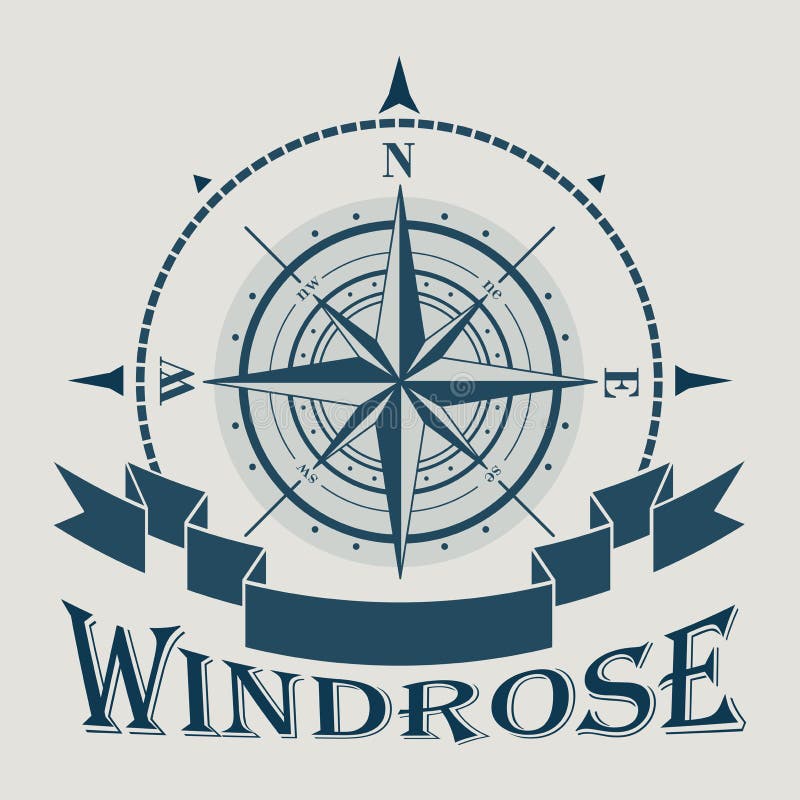 Corporate Emblem with Windrose and Ribbon Illustration Stock ...
