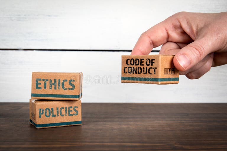 Corporate Ethics and Code of Conduct Concept with Policy Boxes on ...