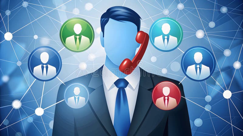 Corporate Executive Connecting with Team Using Digital Network, Concept ...