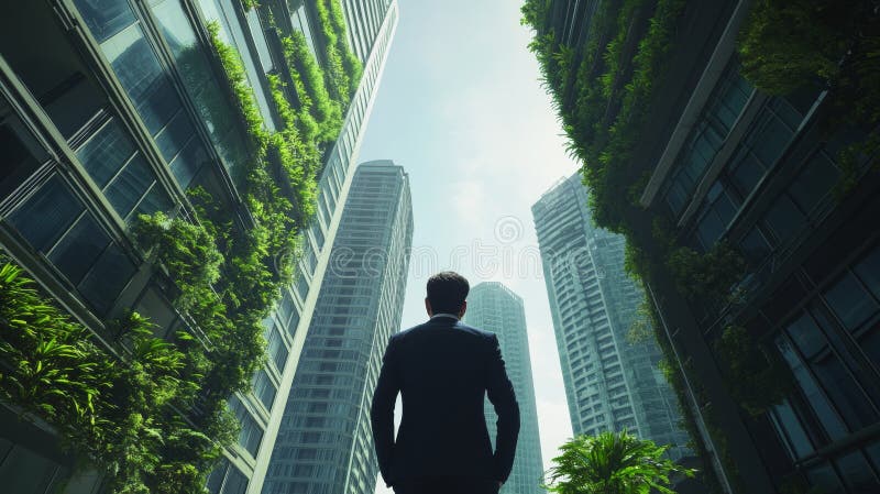 Corporate Executive in Green Urban Environment Supporting a Sustainable ...