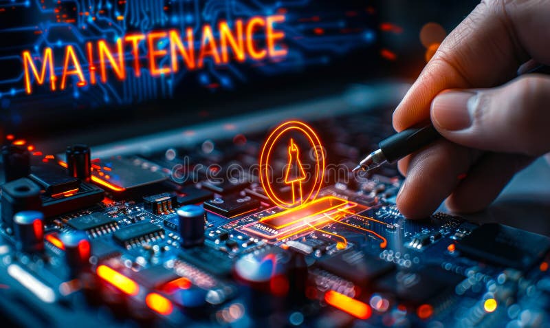 Corporate Executive Interacting with a Futuristic Global Maintenance ...