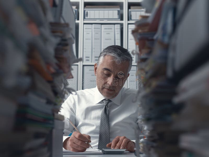 Manager Overloaded with Work Stock Photo - Image of clerk, bookkeeping ...
