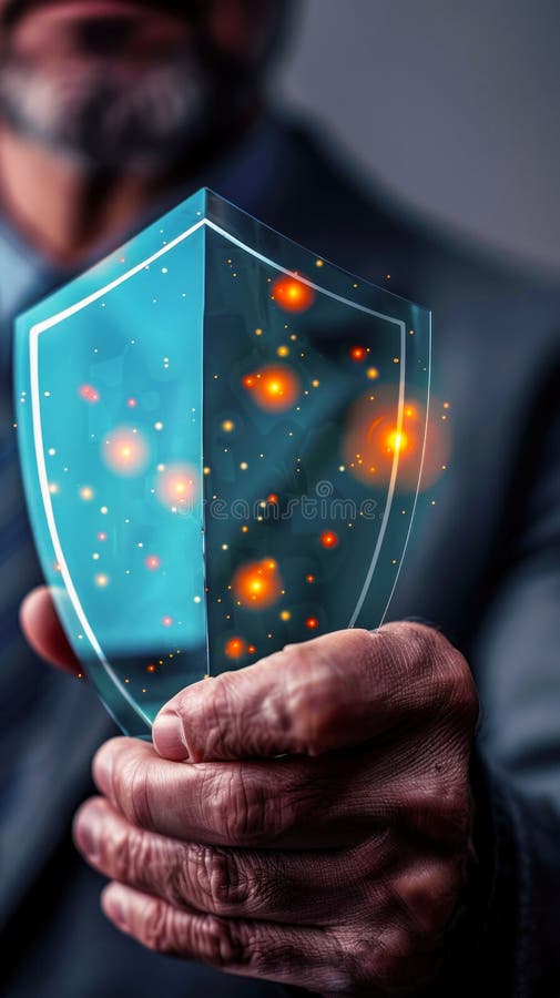 Corporate Executive Showcasing a Digital Shield Symbolizing Certified ...