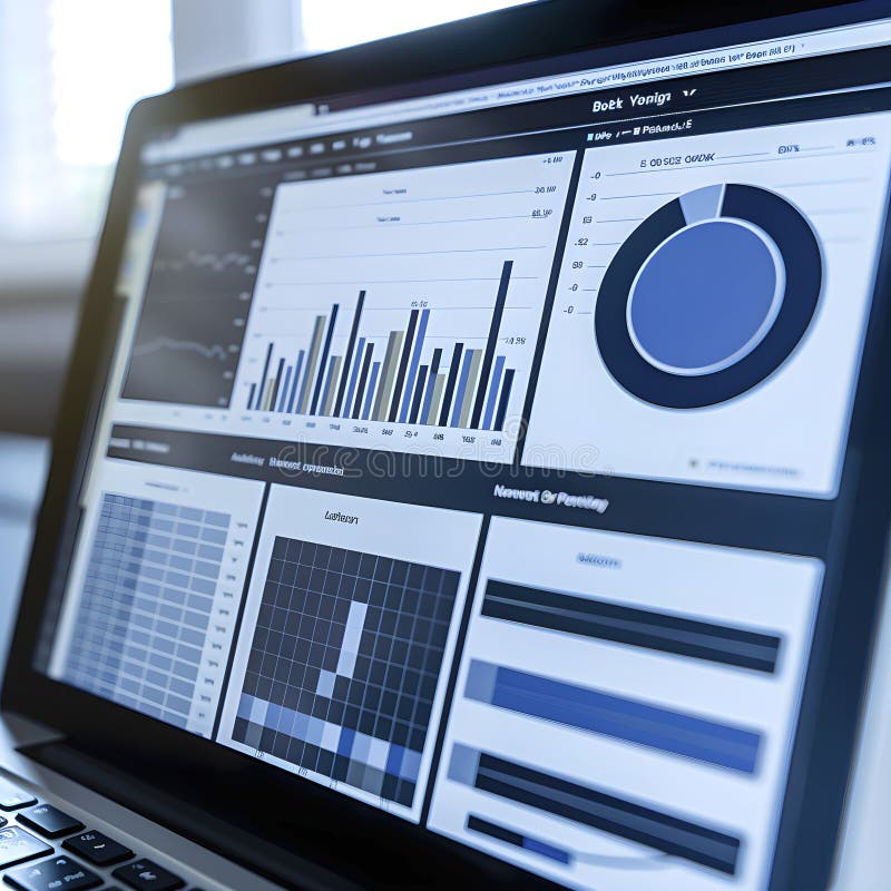 Corporate Financial Analytics Display on Laptop Screen Stock Photo ...