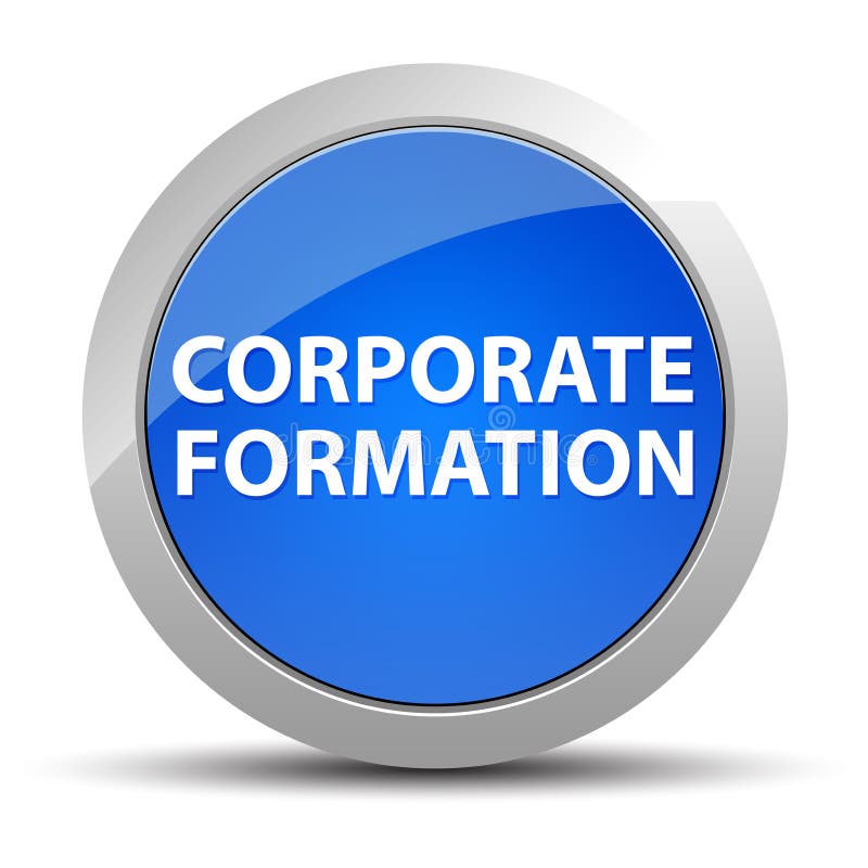 Corporate Formation Blue Round Button Stock Illustration - Illustration ...