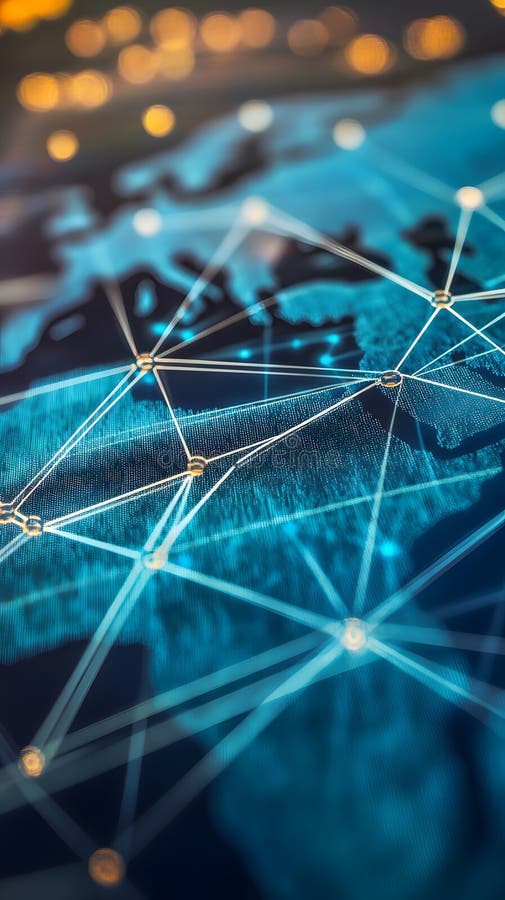 Corporate Global Network Concept with Connected Lines on a World Map ...