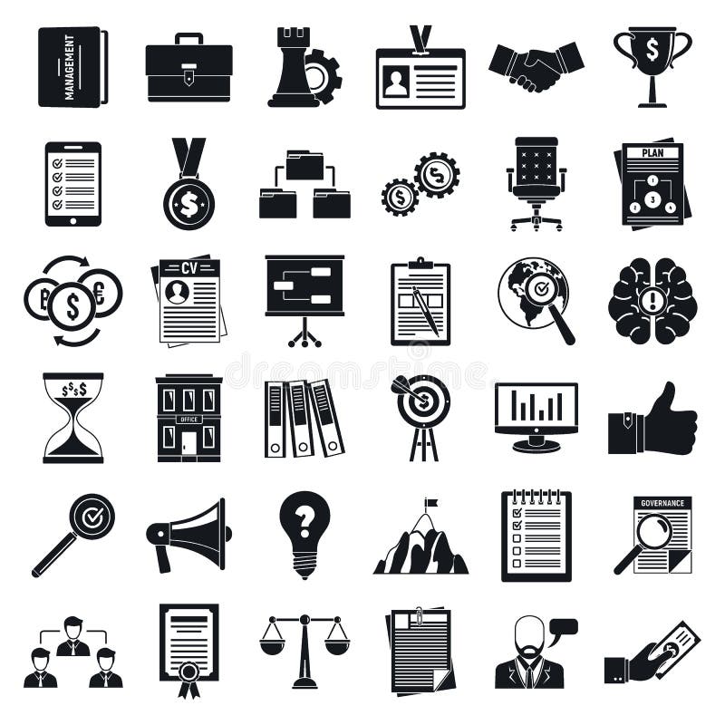 Corporate Governance Office Icons Set, Simple Style Stock Vector ...
