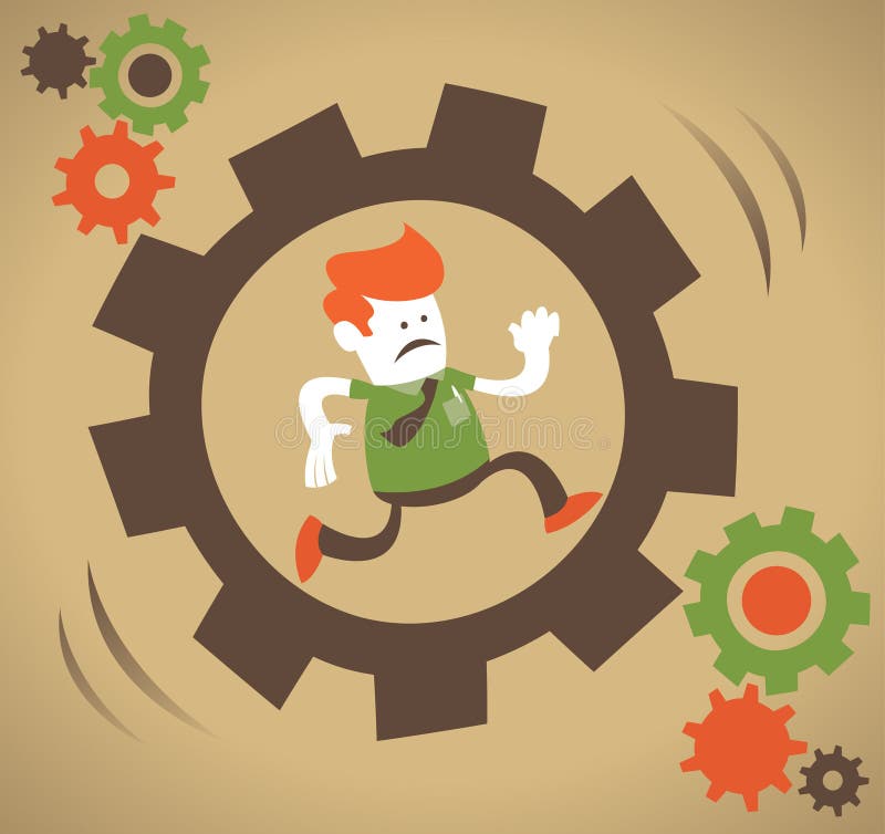 Corporate Guy Running the Machine Stock Vector - Illustration of ...