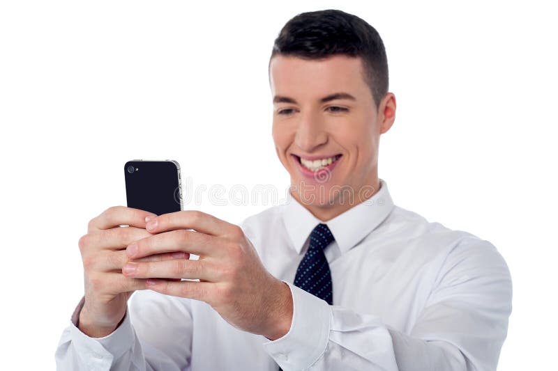 Corporate Guy Using Mobile Phone Stock Photo - Image of phone, digital ...