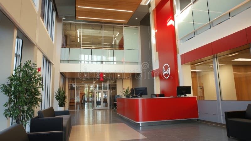 Corporate Headquarters with Tech Branding Prominently Displayed Stock ...