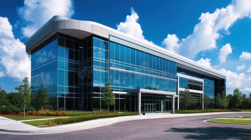 Corporate Headquarters with Tech Branding Prominently Displayed Stock ...