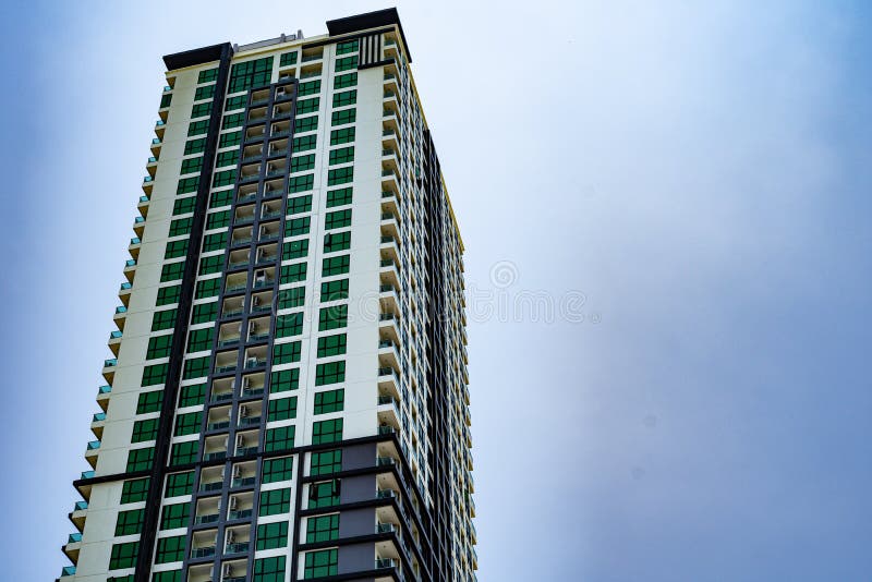 Corporate High-rise Building Seen in the Blue Sky and Clouds. Stock ...