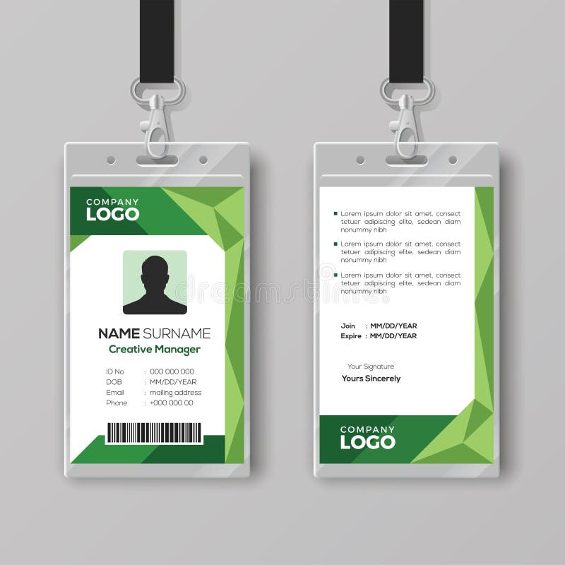 Corporate ID Card Template with Abstract Green Background Stock Vector ...