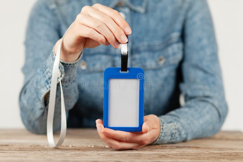 Corporate Identity Card, Empty Badge in Hands. Mockup of Tag Id Stock ...