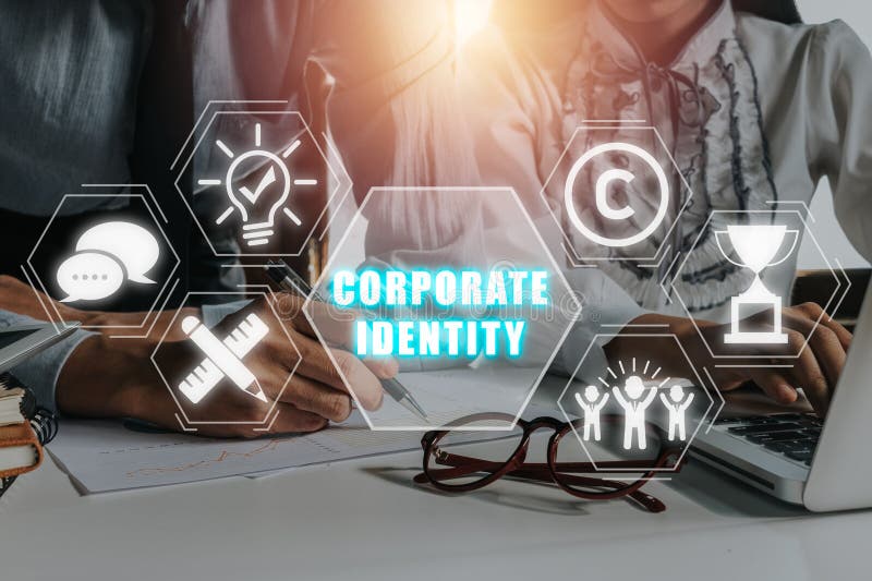 Business Team Analyzing Documents Paperwork with Corporate Identity ...