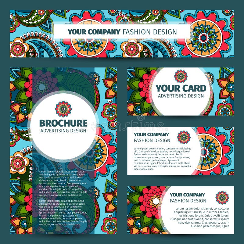 Colorfull Indian Pattern Corporate Identity Design Stock Vector ...