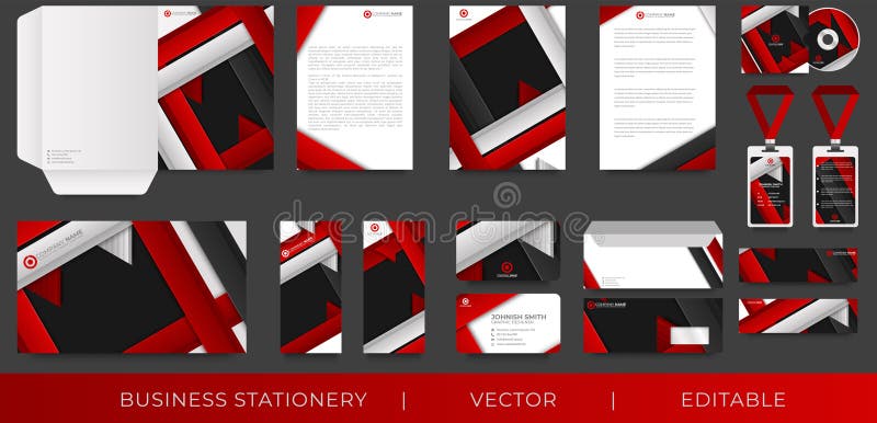 Corporate Identity Design Mock-up with Red Abstract Stock Vector ...