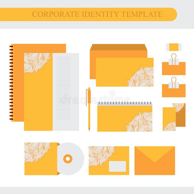 Corporate Identity Design Template with Floral Pattern Stock Vector ...