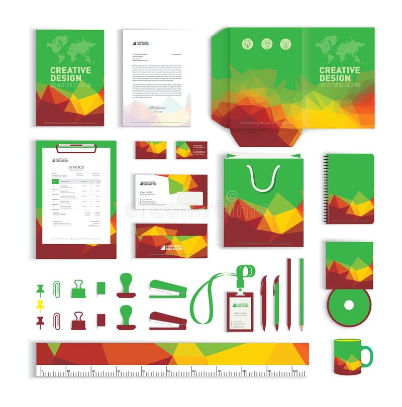 Corporate Identity Design Template with Polygonal Pattern Stock Vector ...