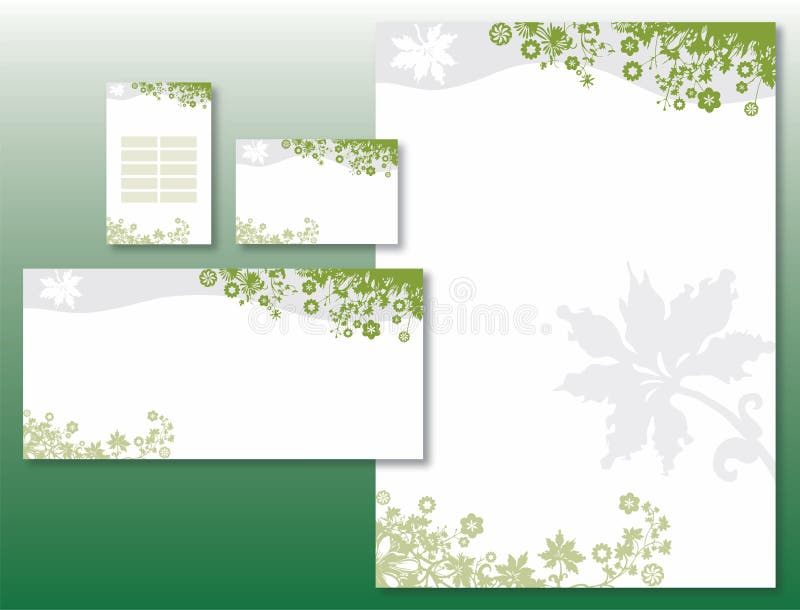 Corporate Identity Set - Flower Border in Green Stock Vector ...