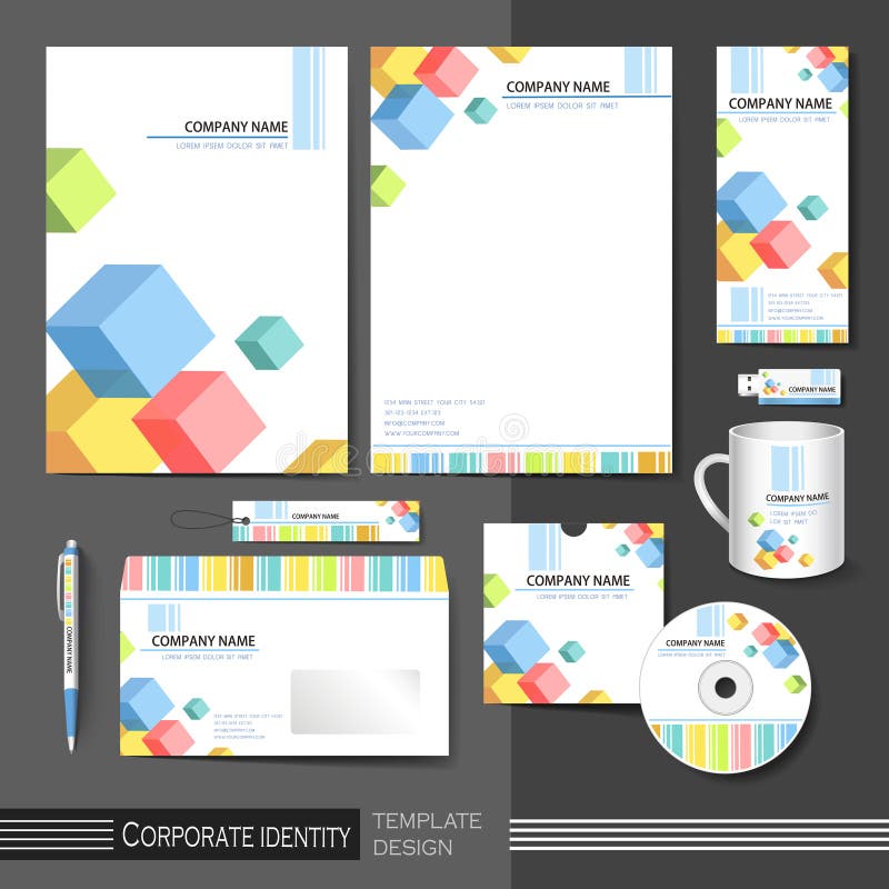 Corporate Identity Template with Color Cube Elements. Stock Vector ...