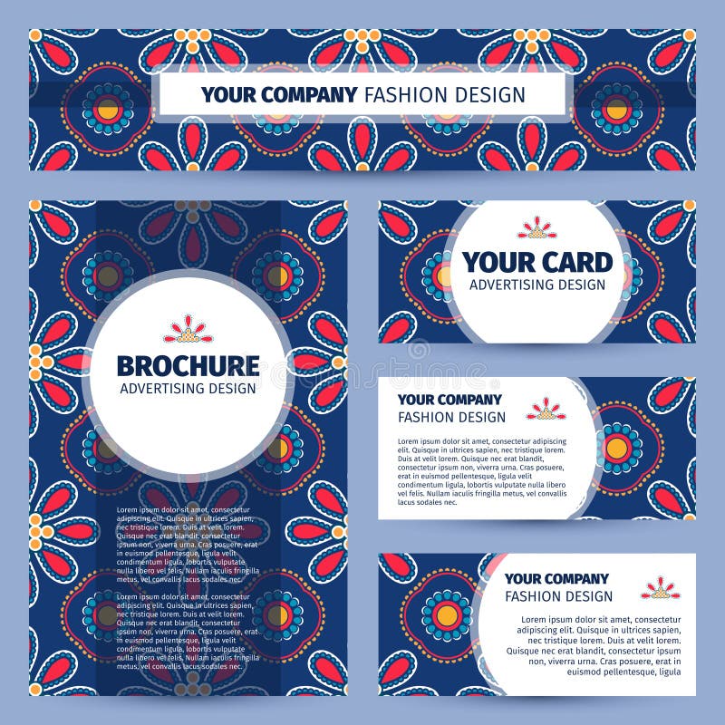 Corporate Identity with Traditional Floral Pattern Stock Vector ...