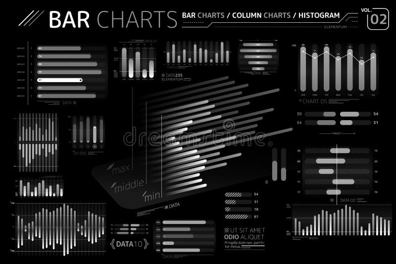 Bar Charts, Column Charts and Histograms Infographic Elements Stock ...